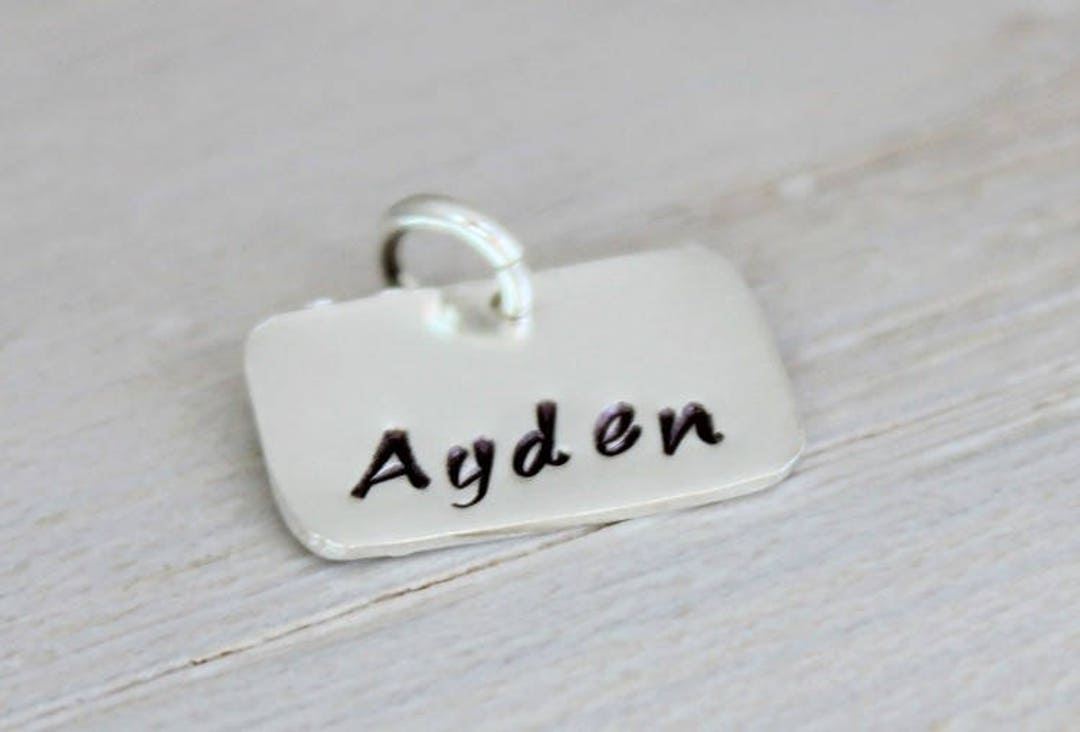 Personalized Sterling Silver Name Tag: Hand Stamped Pendant - Etsy