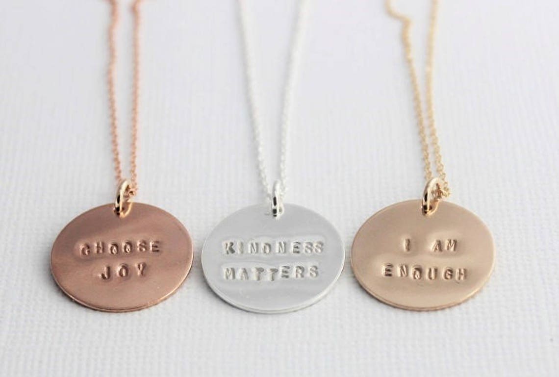 Inspirational Quote Necklace Custom Word Jewelry Quote - Etsy