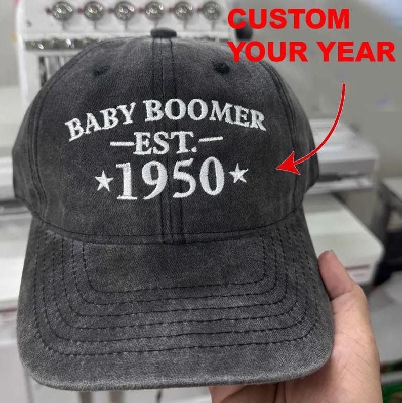 Embroidered Custom Year Baby Boomer Hat, Generation Baby Boomer Cap ...