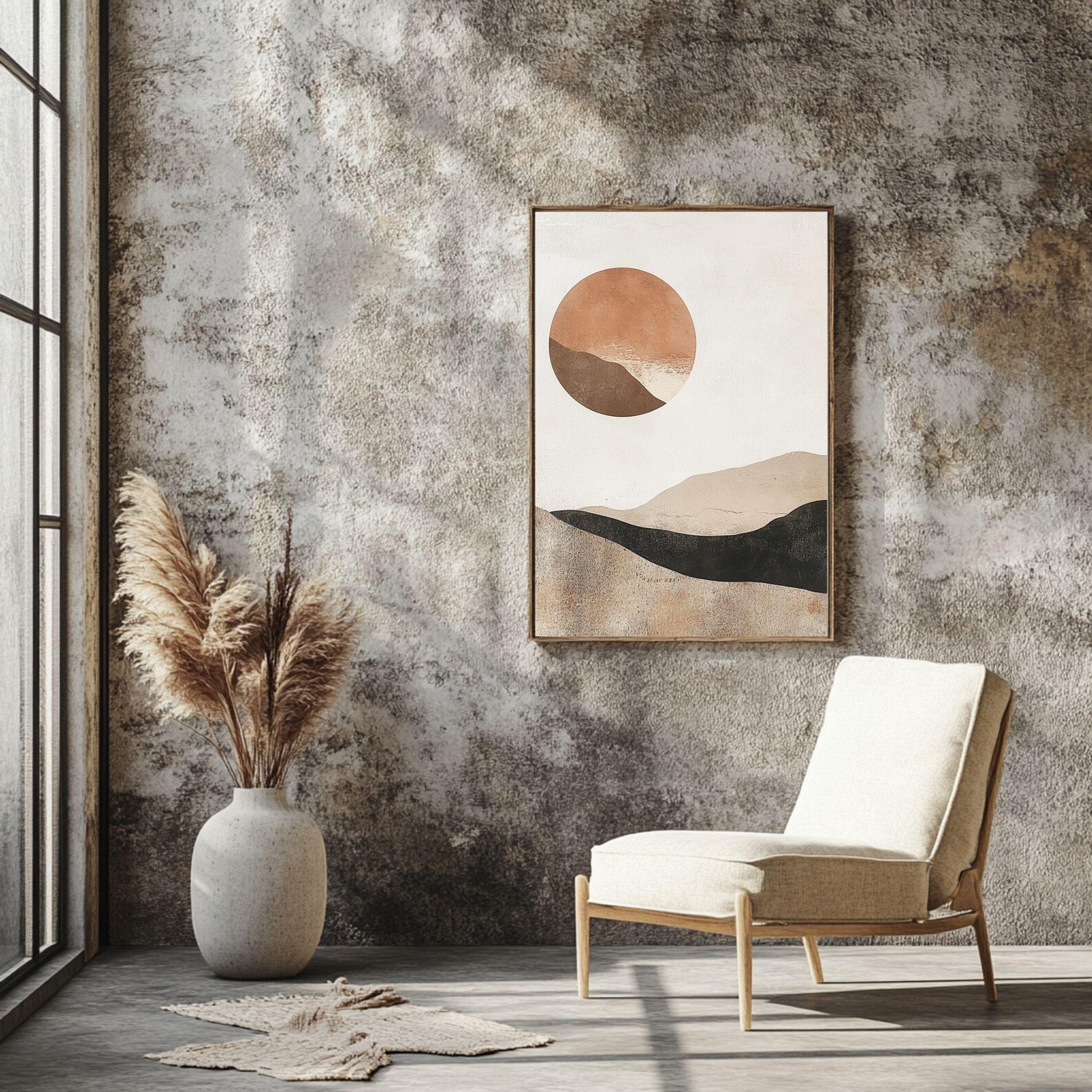 Abstract Wabi Sabi Sunset Landscape Print Japandi Zen Art Digital ...
