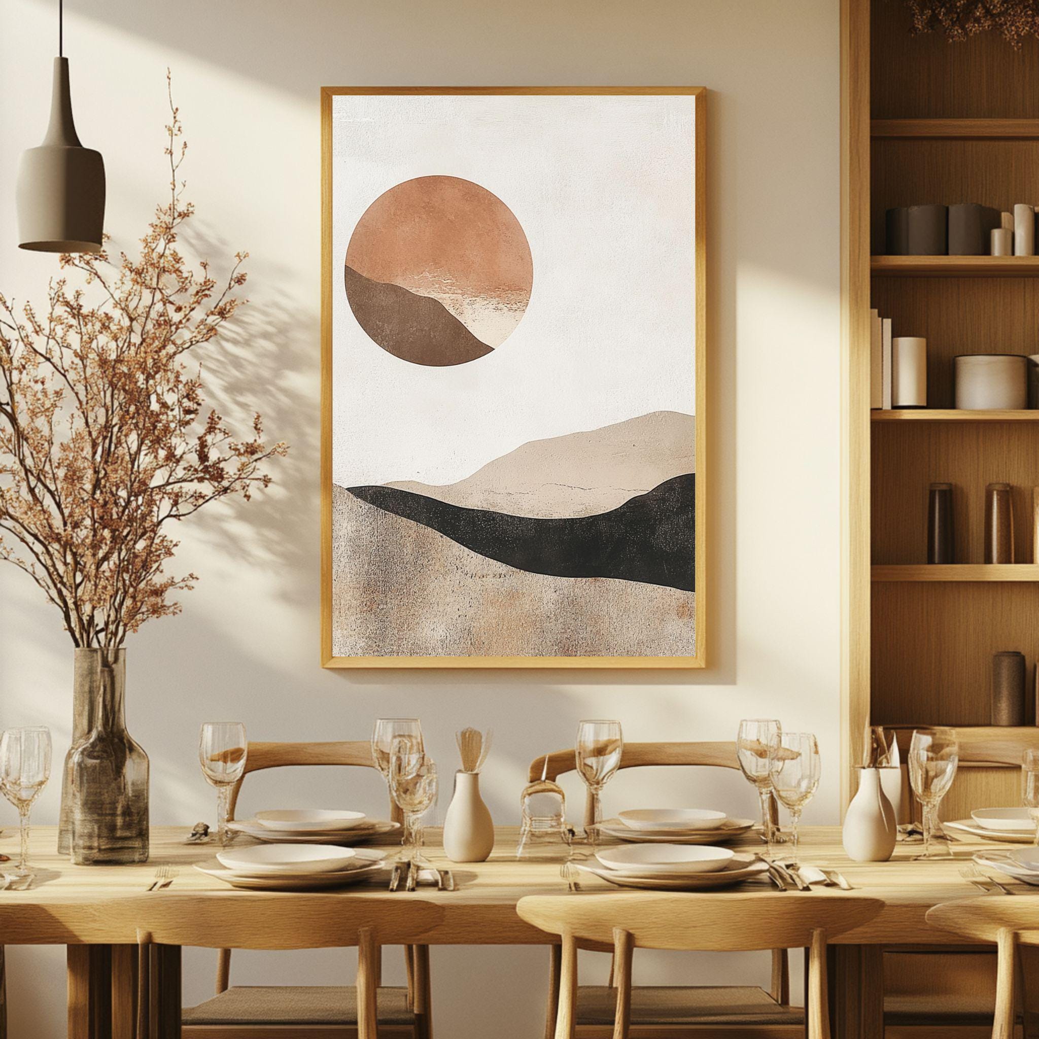 Abstract Wabi Sabi Sunset Landscape Print Japandi Zen Art Digital ...