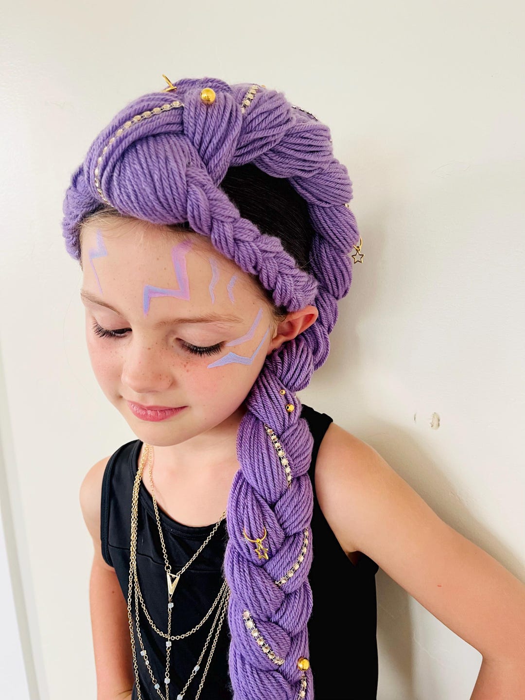 K-pop Demon Hunters Rumi Braid Dress up Costume Wig - Purple and Golden ...