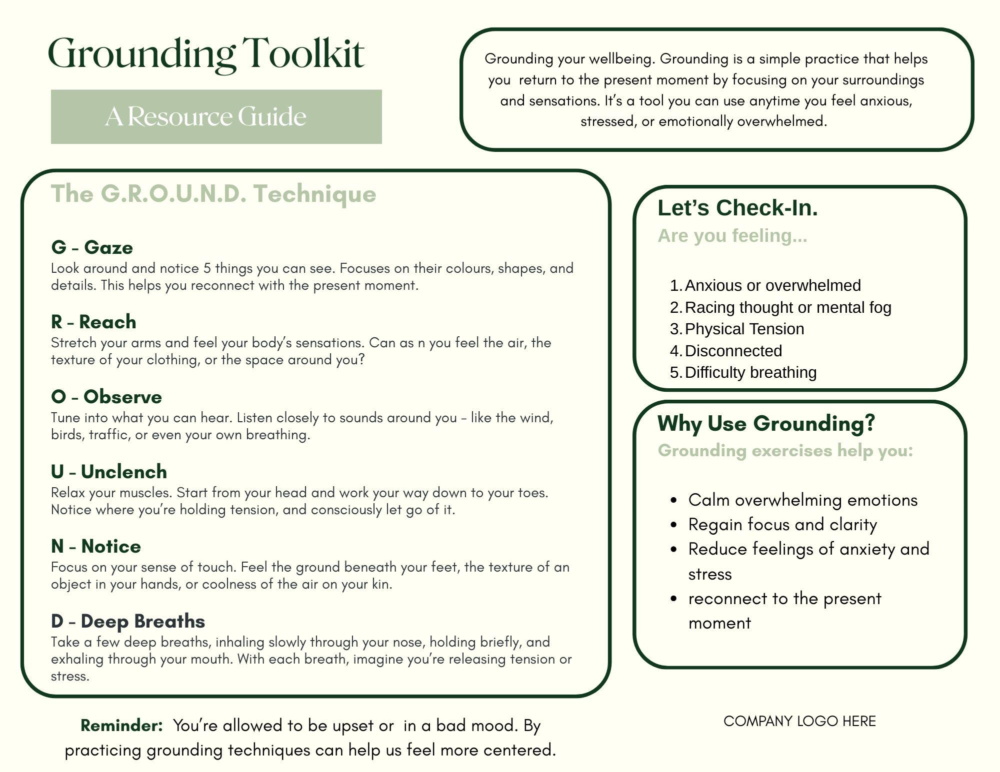 Grounding Toolkit Flyer - Etsy
