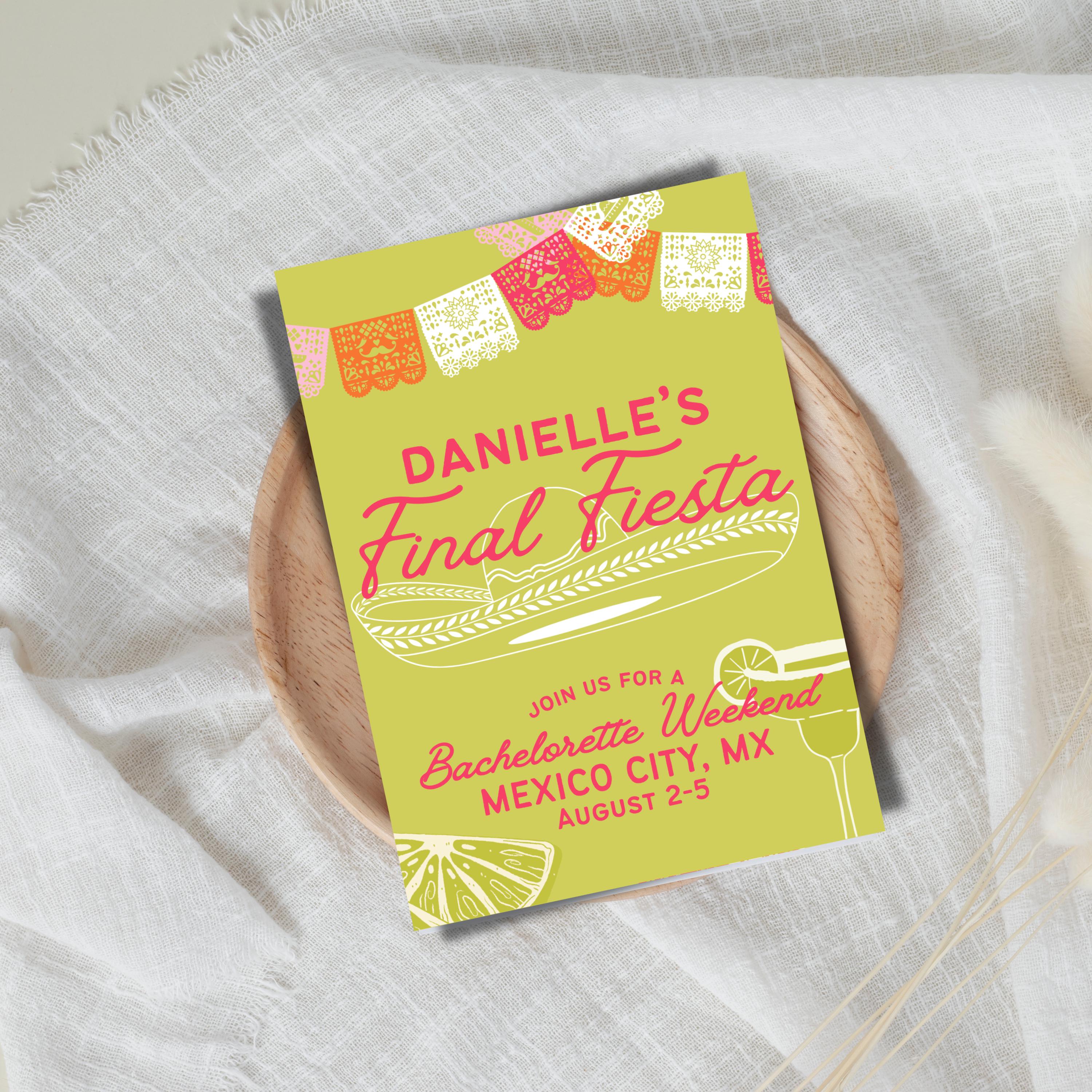 Final Fiesta Bachelorette Weekend Template | Editable Invite ...