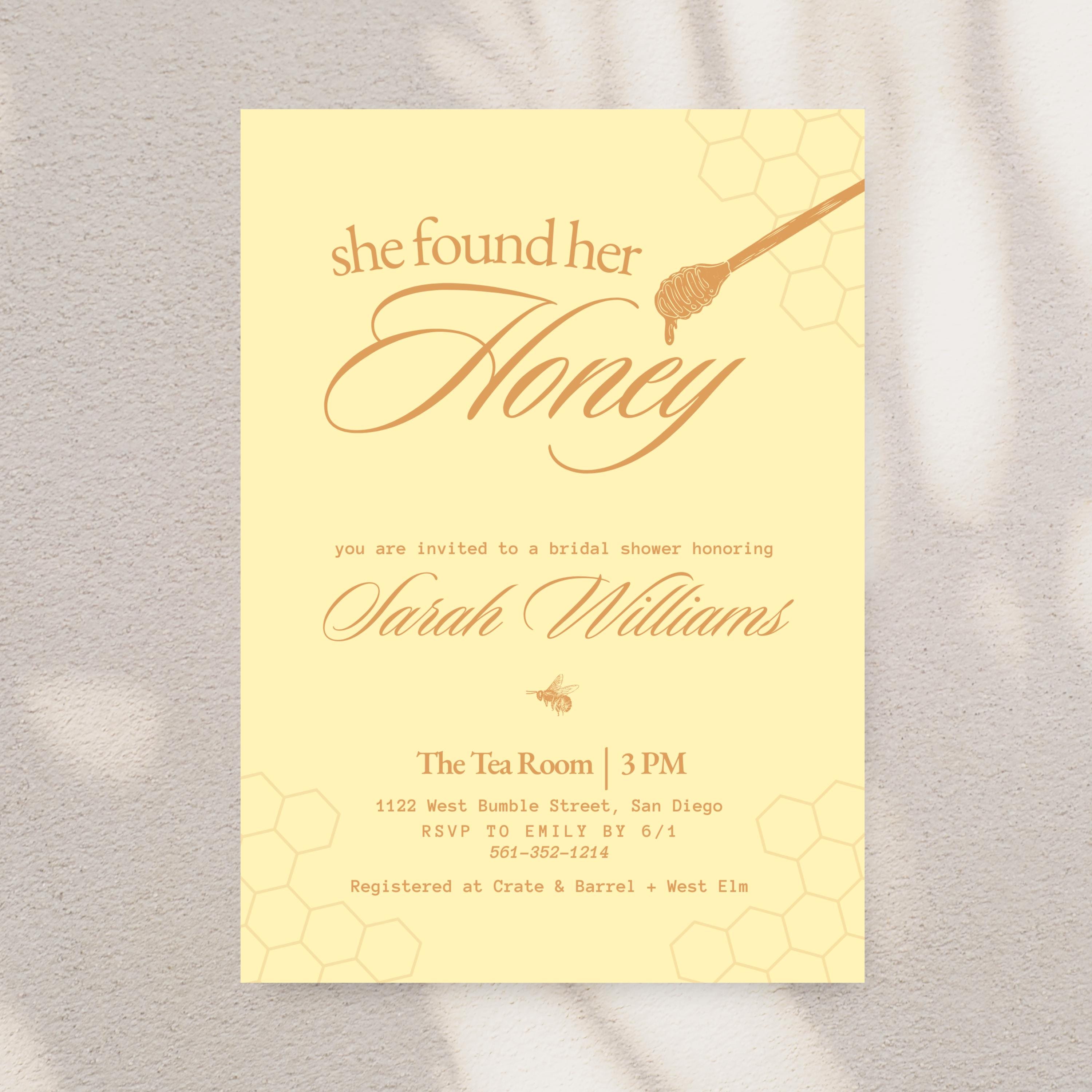 She Found Her Honey Bridal Shower Invitation Template | Bride-to-bee ...