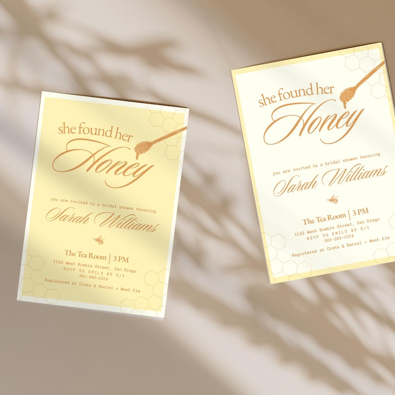 She Found Her Honey Bridal Shower Invitation Template | Butter Yellow ...