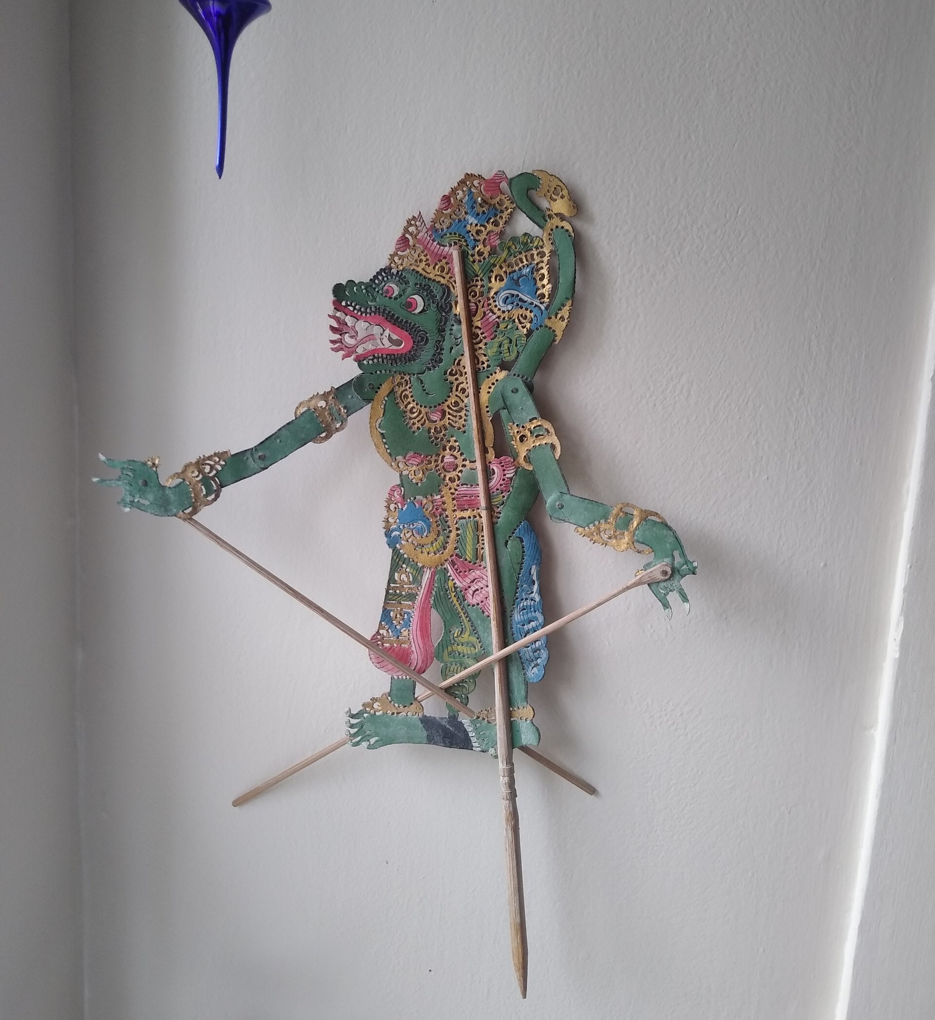 Vintage Bali HANUMAN the Monkey God SHADOW PUPPET Handmade Leather ...