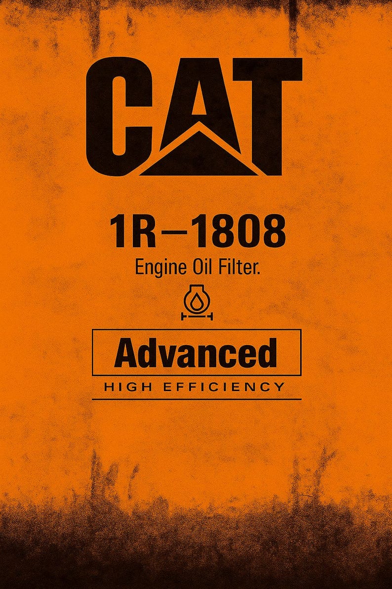 CAT Engine Oil Filter 1R-1808 Poster - Orange Grunge Garage Art ...