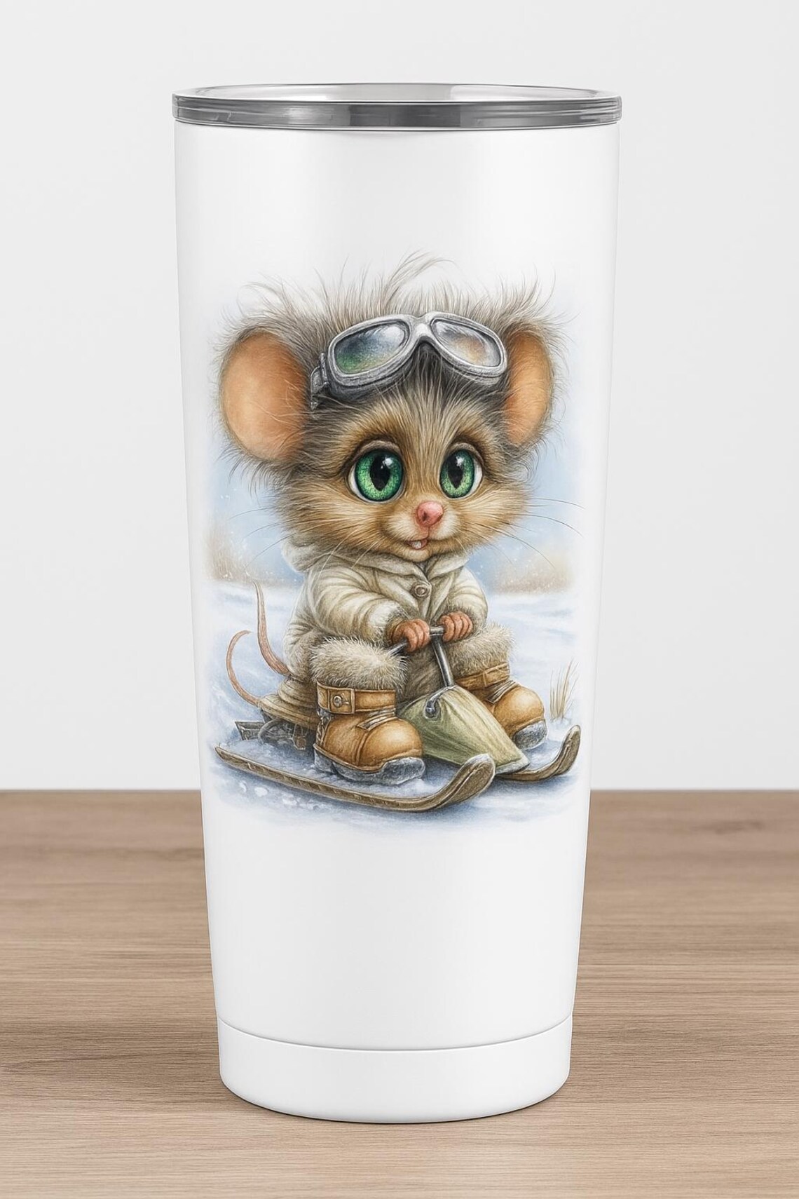 Winter Mouse Sled Ride – Cozy Critter Art for Tumblers, Posters ...