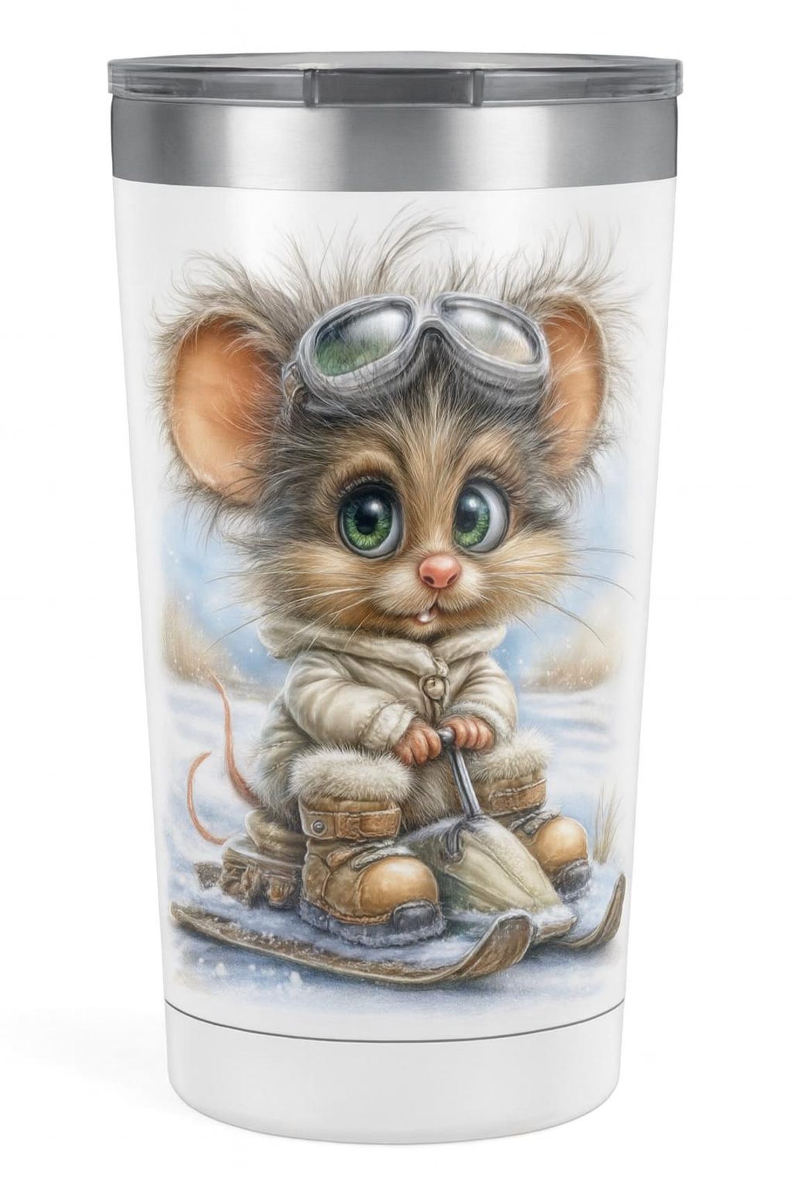 Winter Mouse Sled Ride – Cozy Critter Art for Tumblers, Posters ...