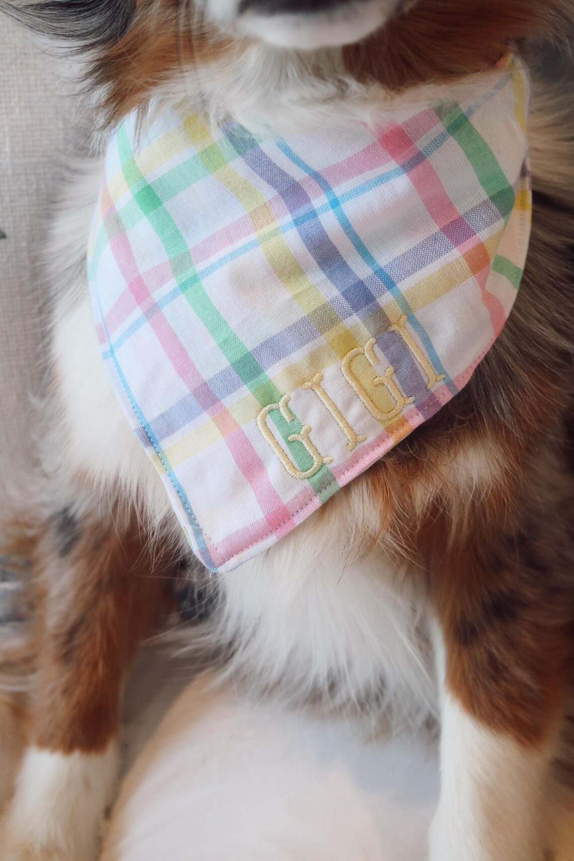 Pastel Plaid Bandana for Dog Custom Bandana Personalized With Name ...