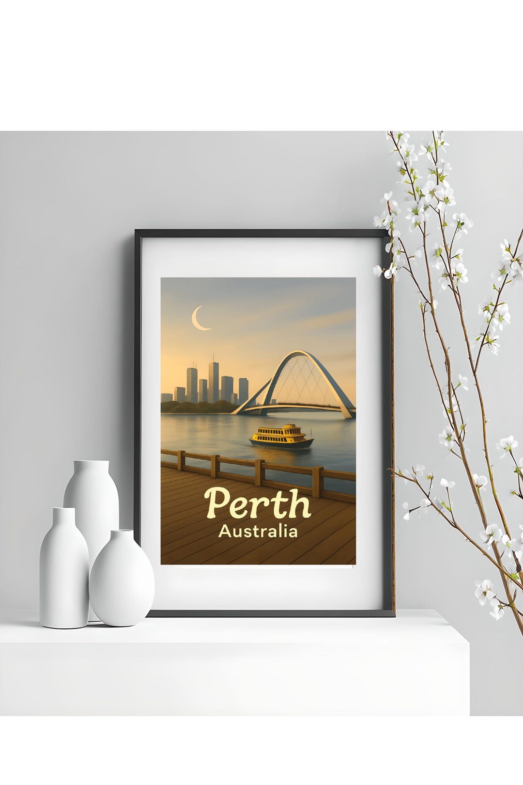 Perth Australia Skyline Digital Print,cityscape Wall Art, Modern ...