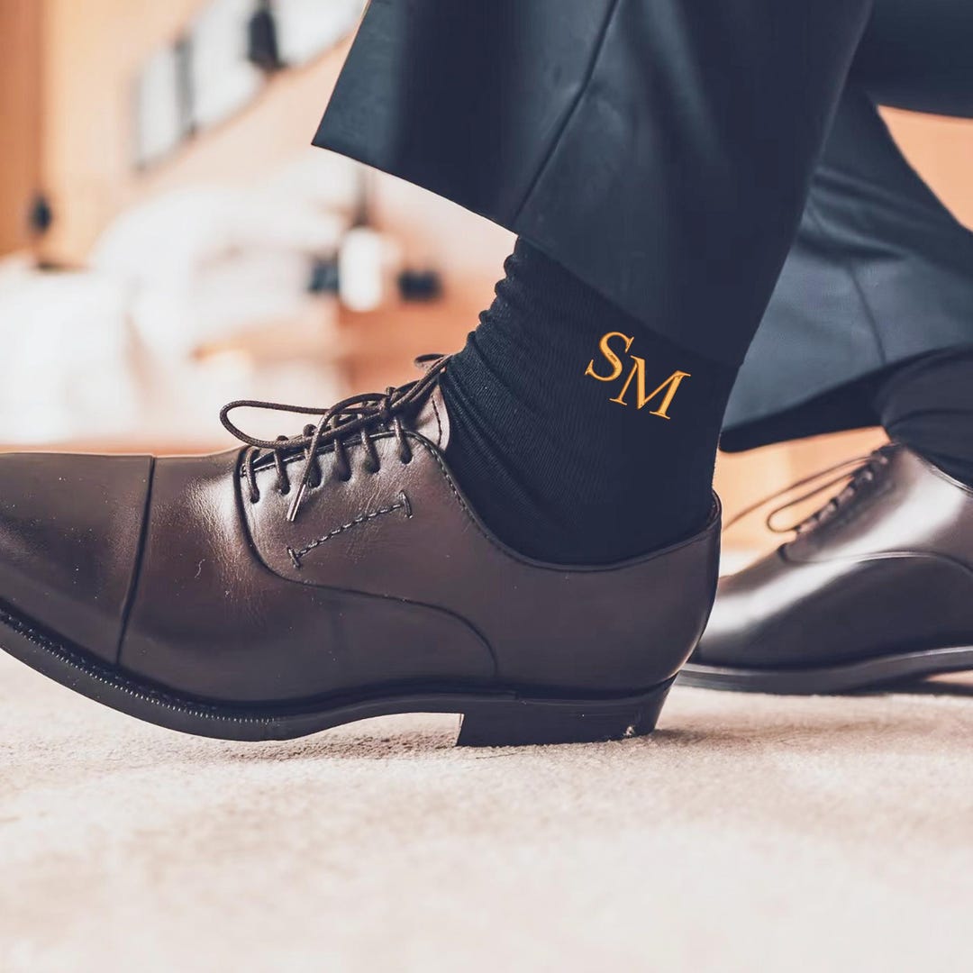 Embroidery Groomsmen Socks for Wedding,embroidery Initial Wedding Socks ...