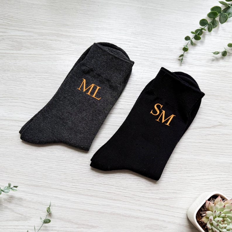 Embroidery Groomsmen Socks for Wedding,embroidery Initial Wedding Socks ...