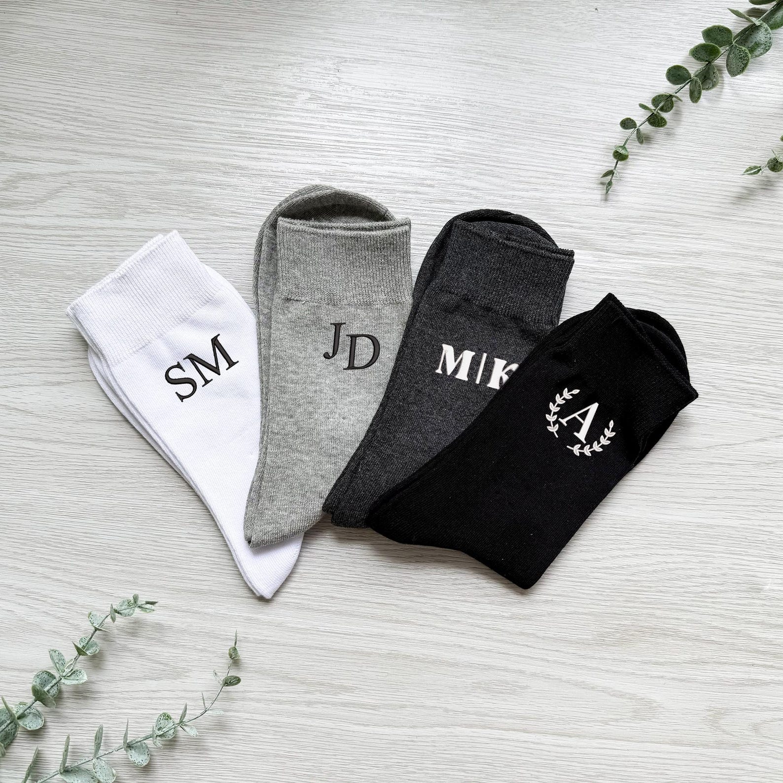 Embroidery Groomsmen Socks for Wedding,embroidery Initial Wedding Socks ...