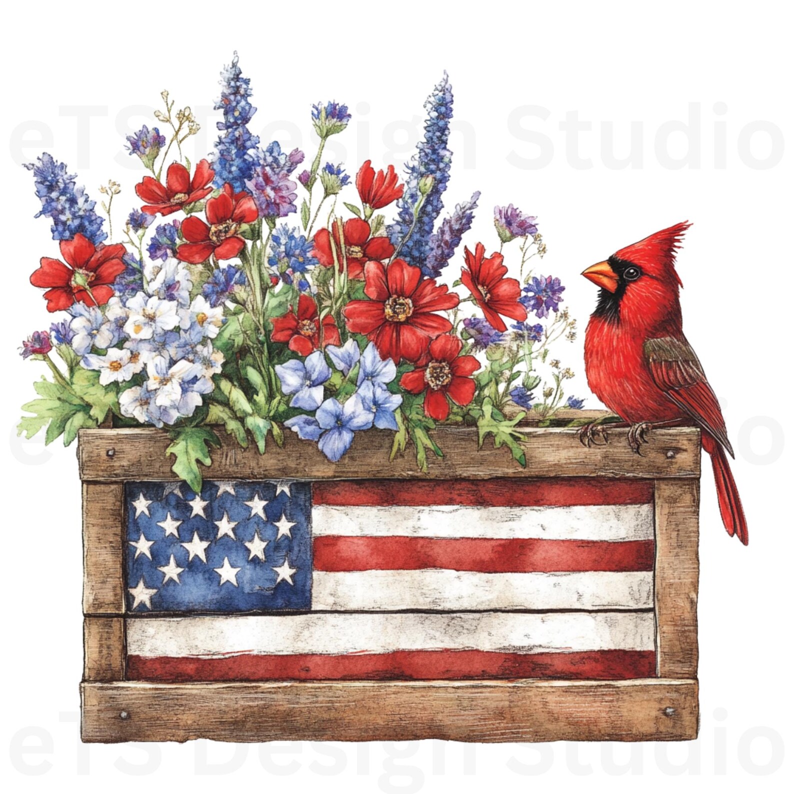 15+ Patriotic Flowers Clipart Bundle, Floral 4th July Illustration ...