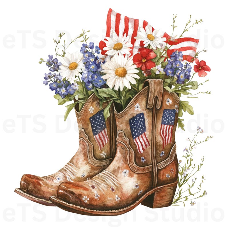 15+ Patriotic Flowers Clipart Bundle, Floral 4th July Illustration ...