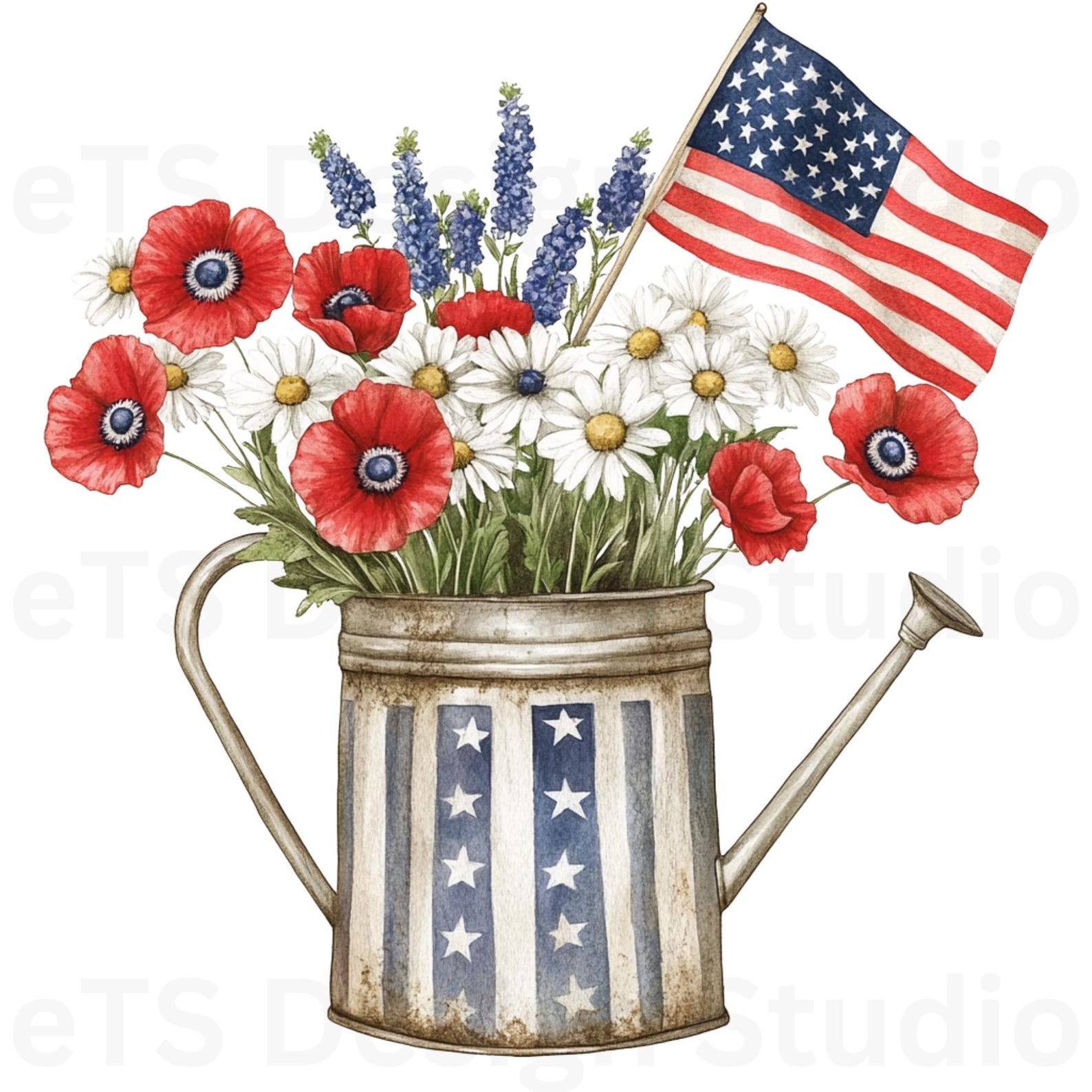 15+ Patriotic Flowers Clipart Bundle, Floral 4th July Illustration ...