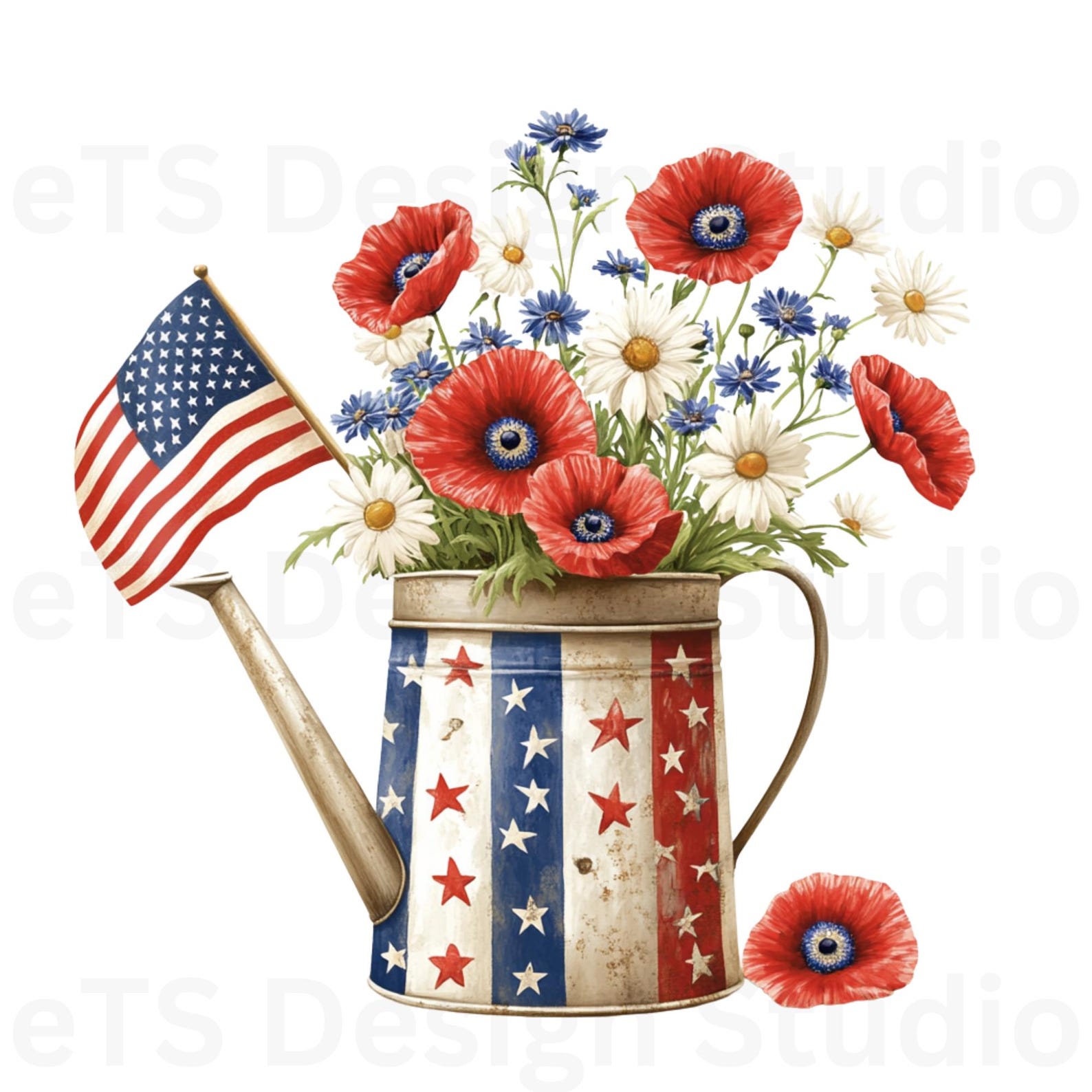 15+ Patriotic Flowers Clipart Bundle, Floral 4th July Illustration ...
