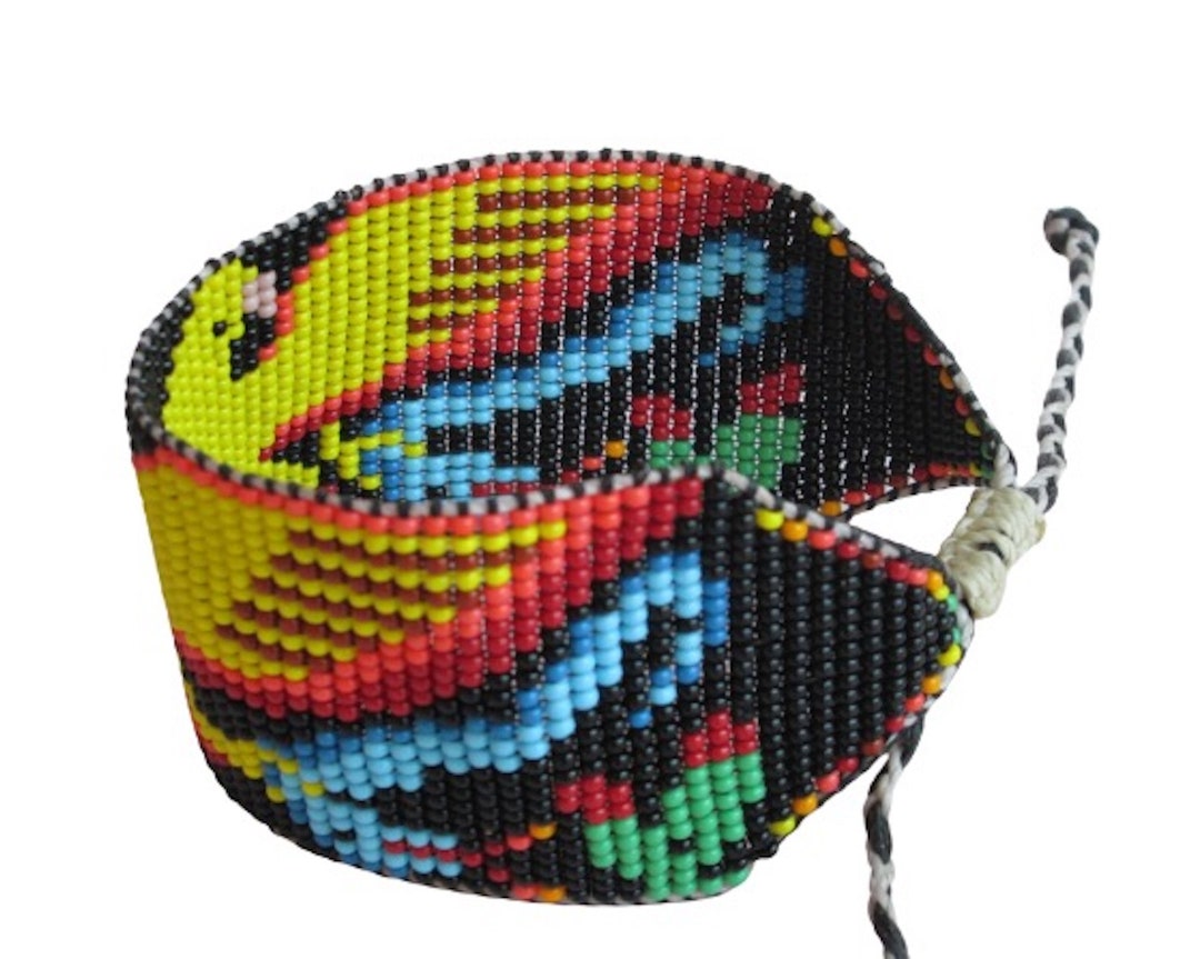 Native American Inspired Aztec Men's Beaded Eagle and Snake Bracelet or ...