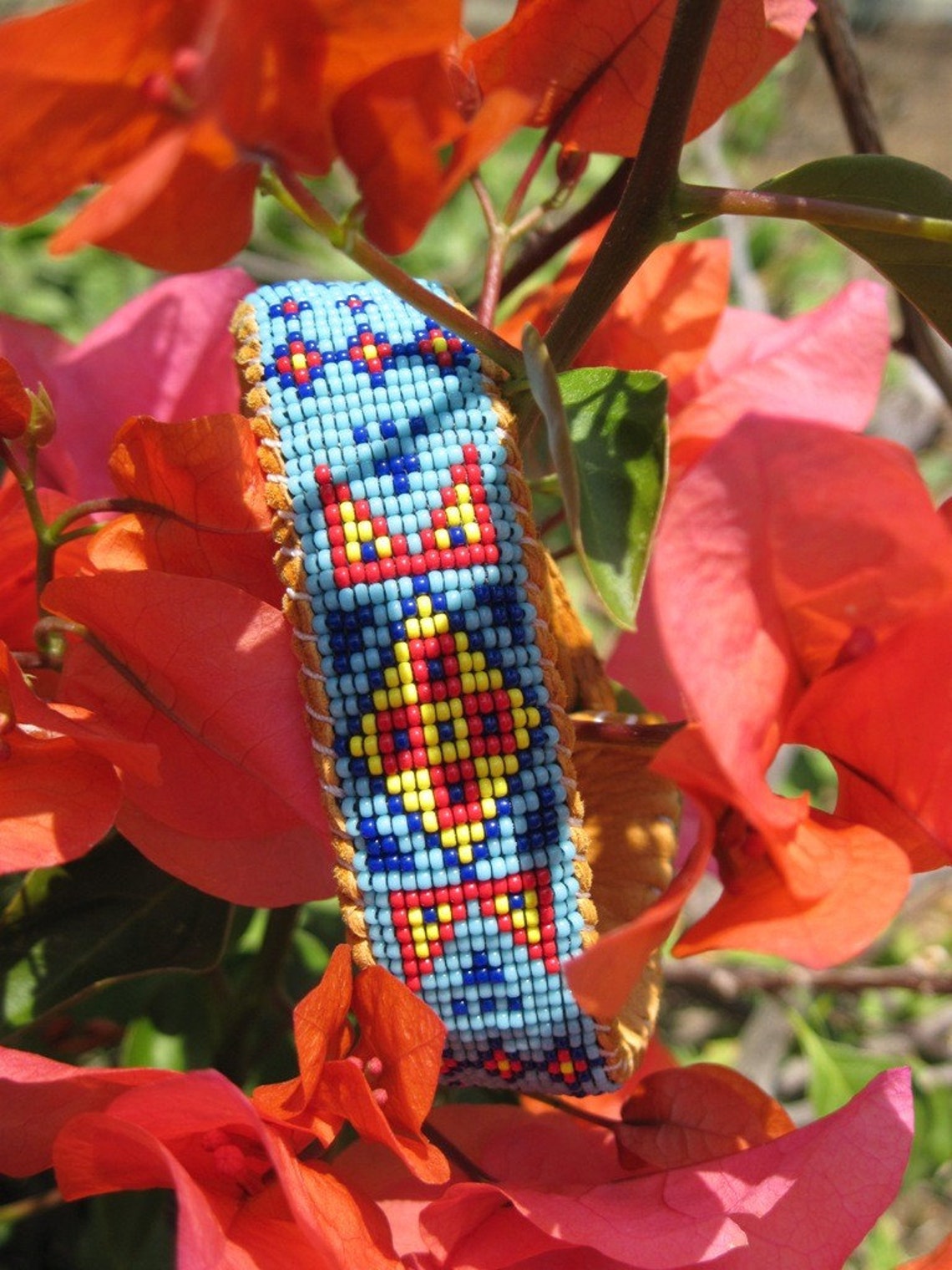 Native American Wetland Style Inspired Beaded Deer Hide Cuff - Etsy