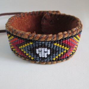 Mexican Huichol Style Calavera Skull, Day of the Dead, Beaded Bracelet ...