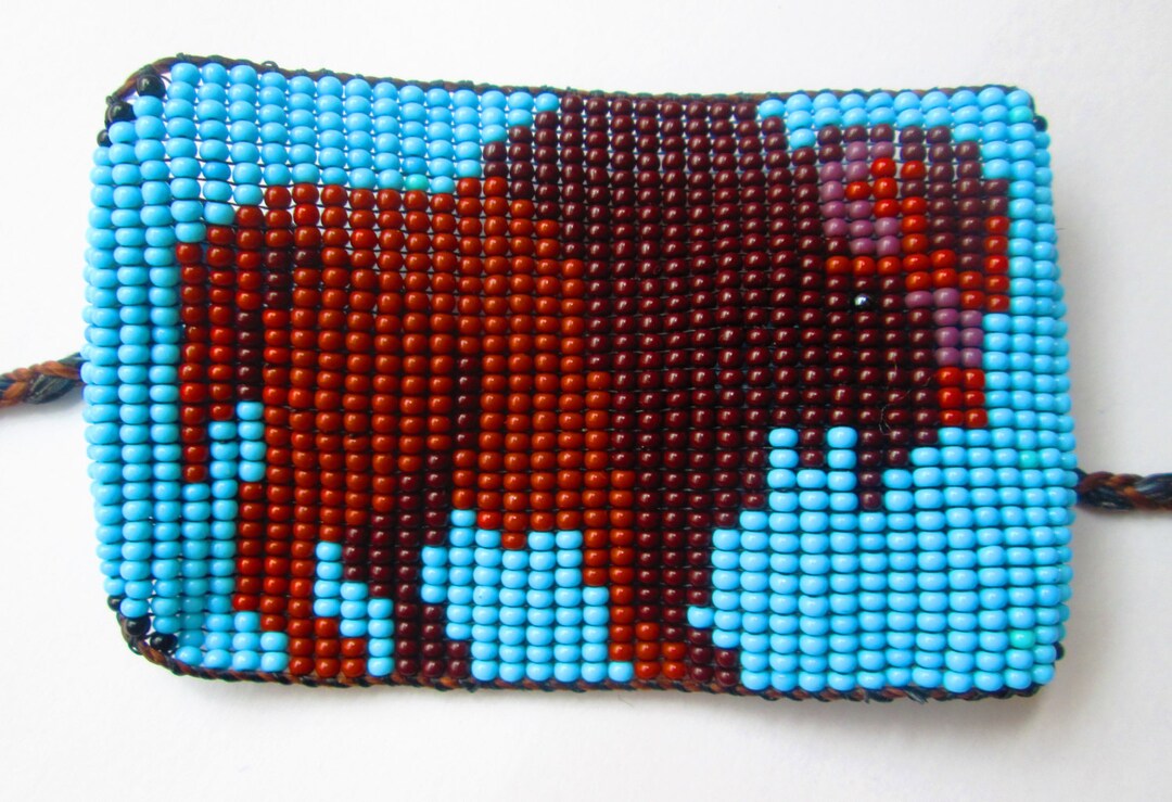 Native American Inspired Beaded Buffalo, Bison, on Turquoise Men's Cuff ...