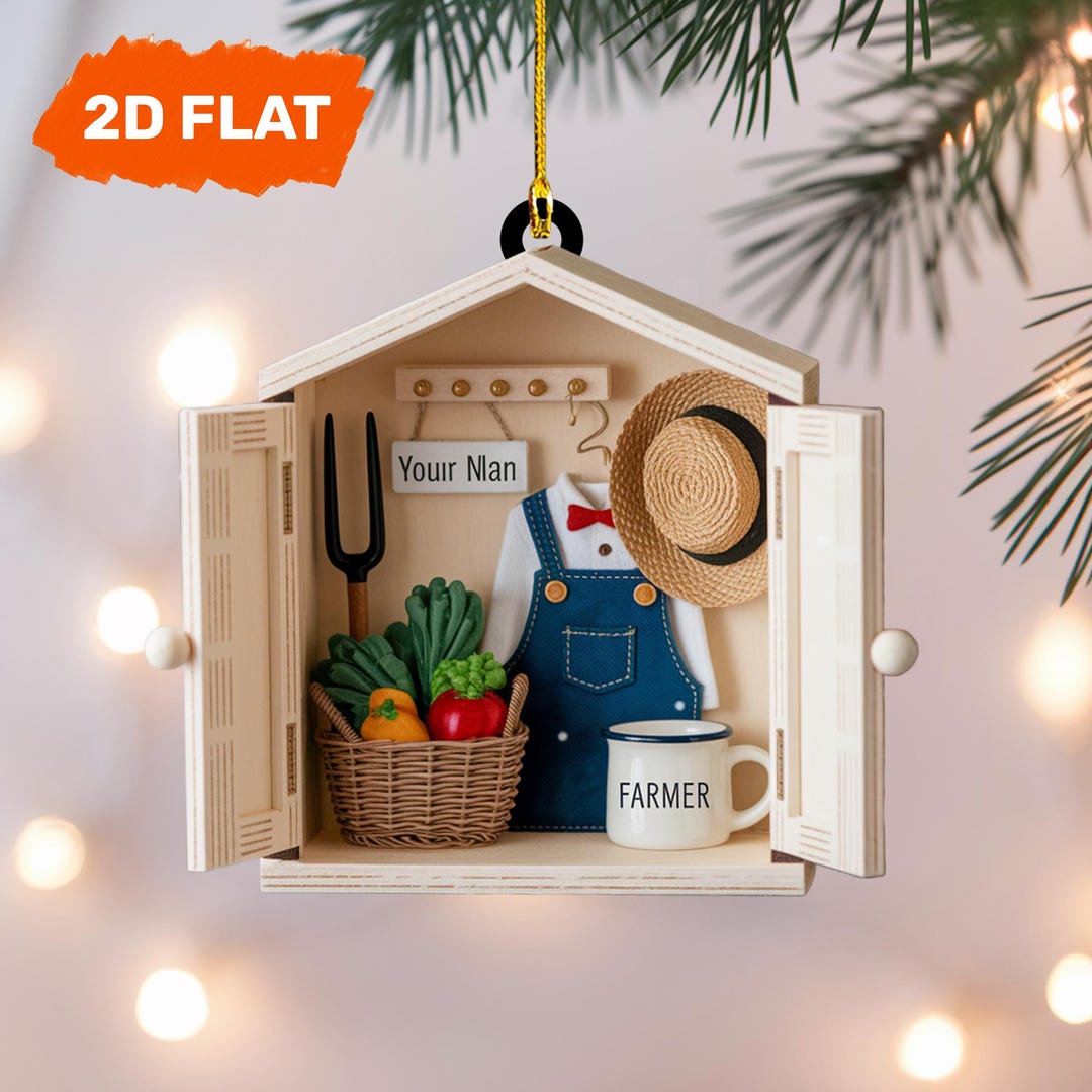 Farmer Christmas Ornament With Straw Hat and Vegetable Basket ...