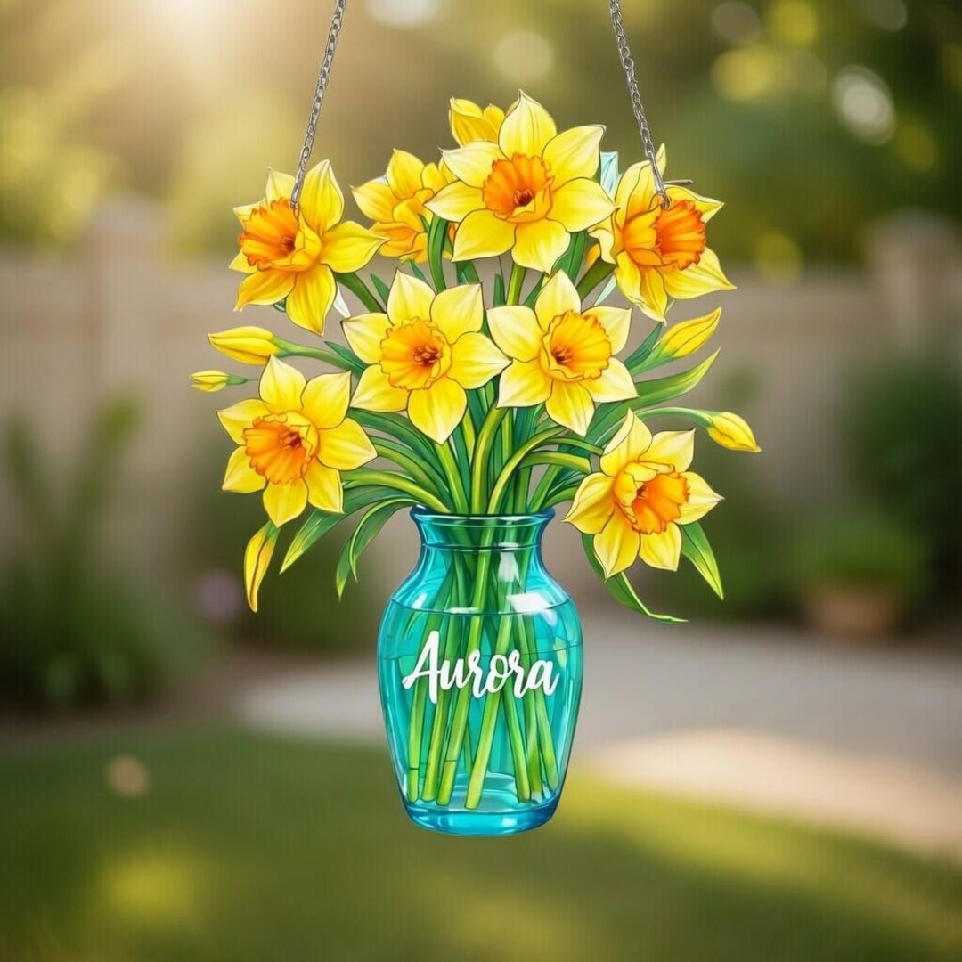 Personalized Narcissus Suncatcher, Flower Window Hanging, December ...