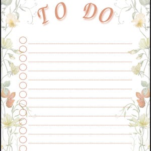 To Do List, Floral, Digital Print - Etsy