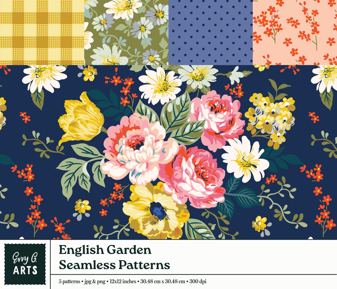 INSTANT DOWNLOAD - SEAMLESS Digital Pattern Bundle - English Garden ...