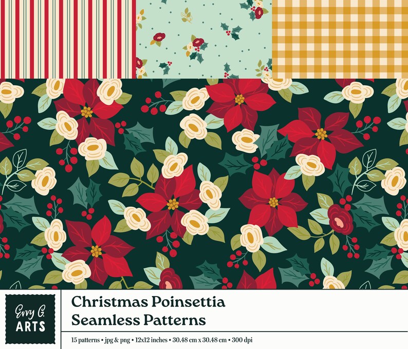 INSTANT DOWNLOAD - SEAMLESS Digital Pattern Bundle - Christmas ...