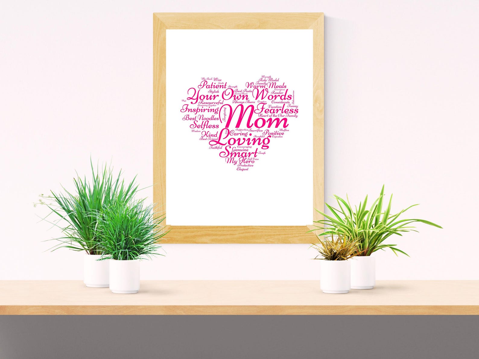Personalized Hot Pink Heart Word Cloud - Mother's Day – Birthday Gift ...