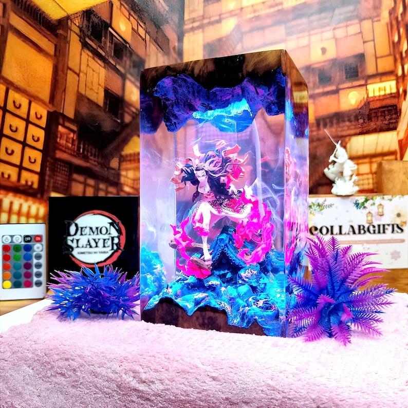 Nezuko -handcrafted Epoxy Resin Lamp, RGB LED, Cool De.mon Sl.ay.er ...
