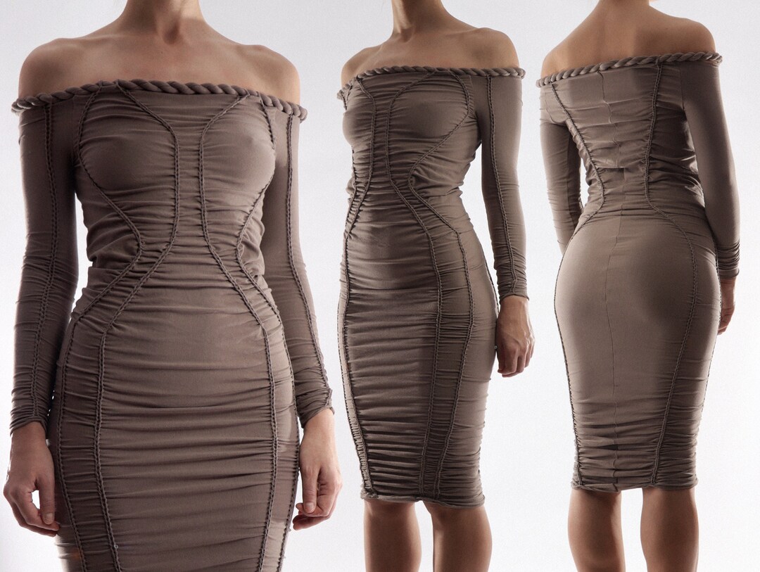 Braided Cotton Bodycon Midi Dress: Elegant or Casual Handmade ...