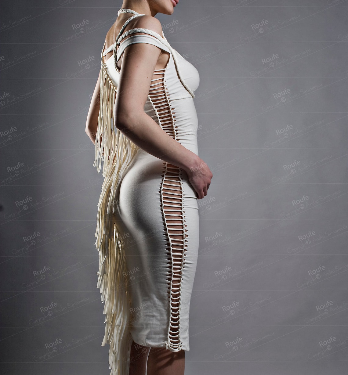 Fringe Back Open Side Strappy Dress Bodycon Dress Braided | Etsy UK