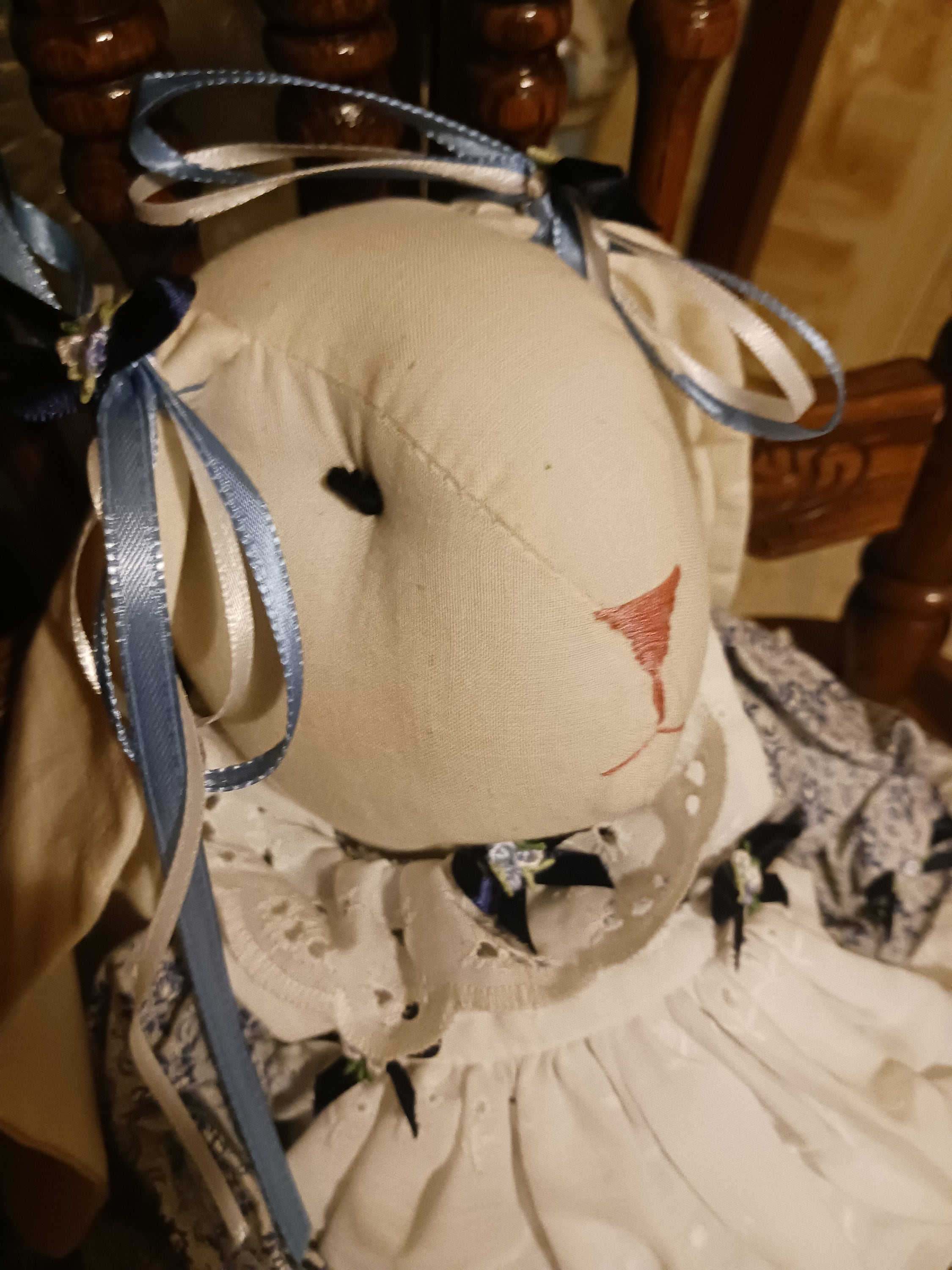 Handmade Pair 20 Inch Long Floppy Ear Bunnys Rabbits Fabric/muslin Lace ...