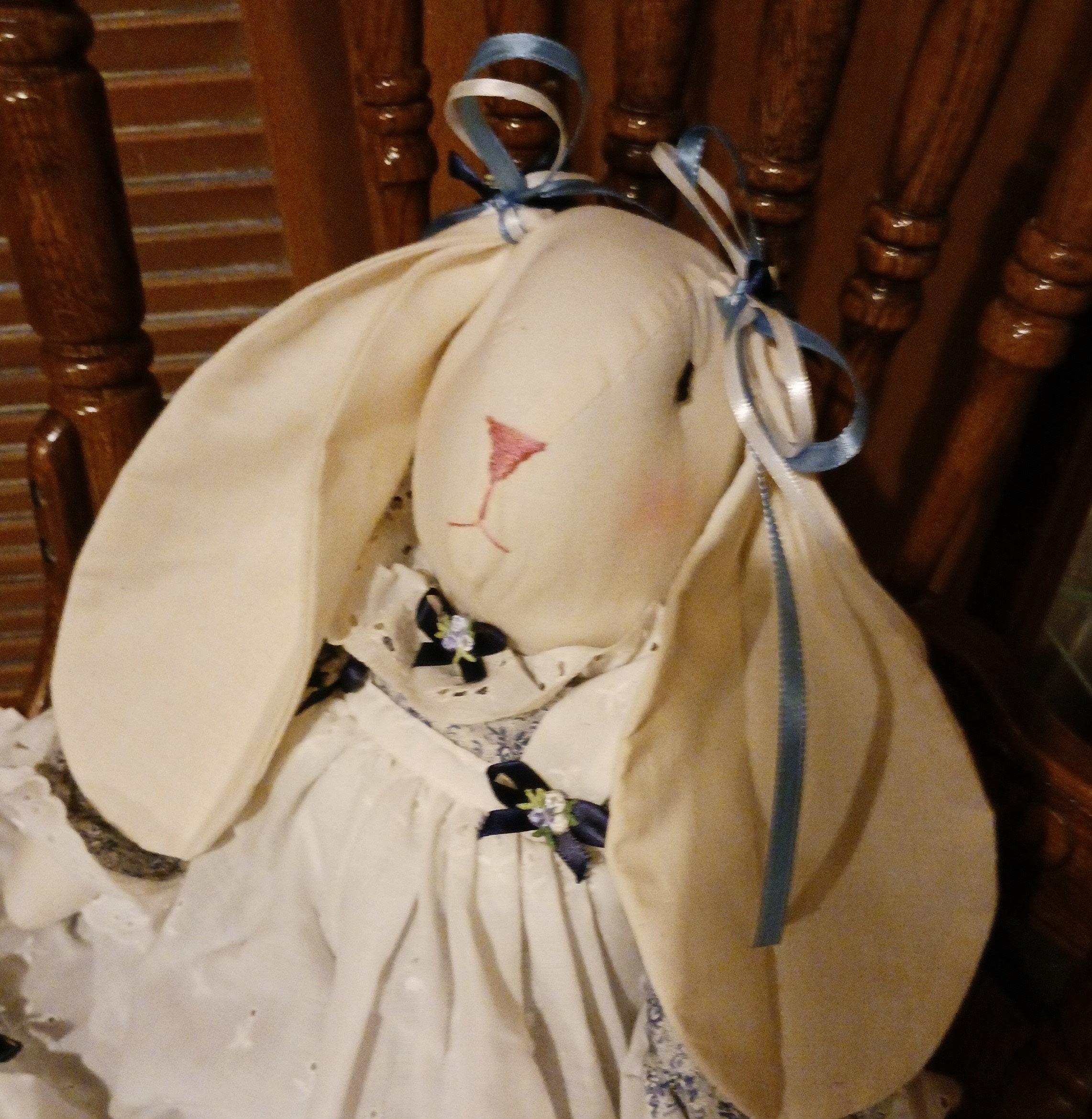 Handmade Pair 20 Inch Long Floppy Ear Bunnys Rabbits Fabric/muslin Lace ...