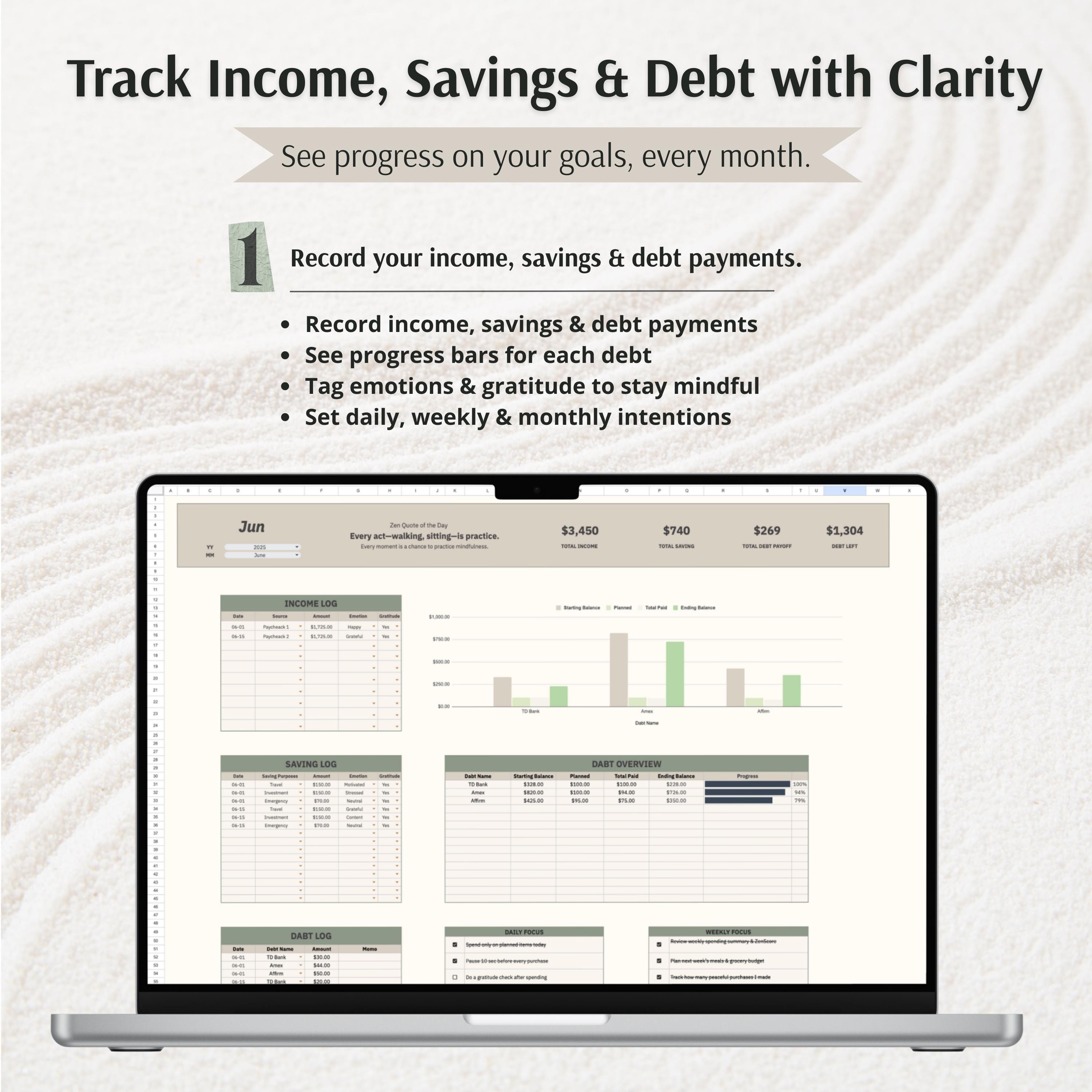 Google Sheets Budget Planner & Expense Tracker | Mindful, Emotional ...