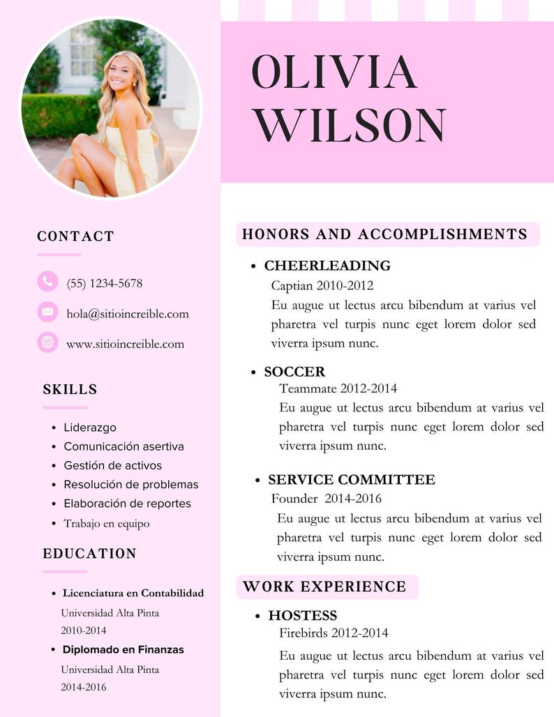 Pink Sorority Rush Resume Template! Make Yourself Standout With These ...