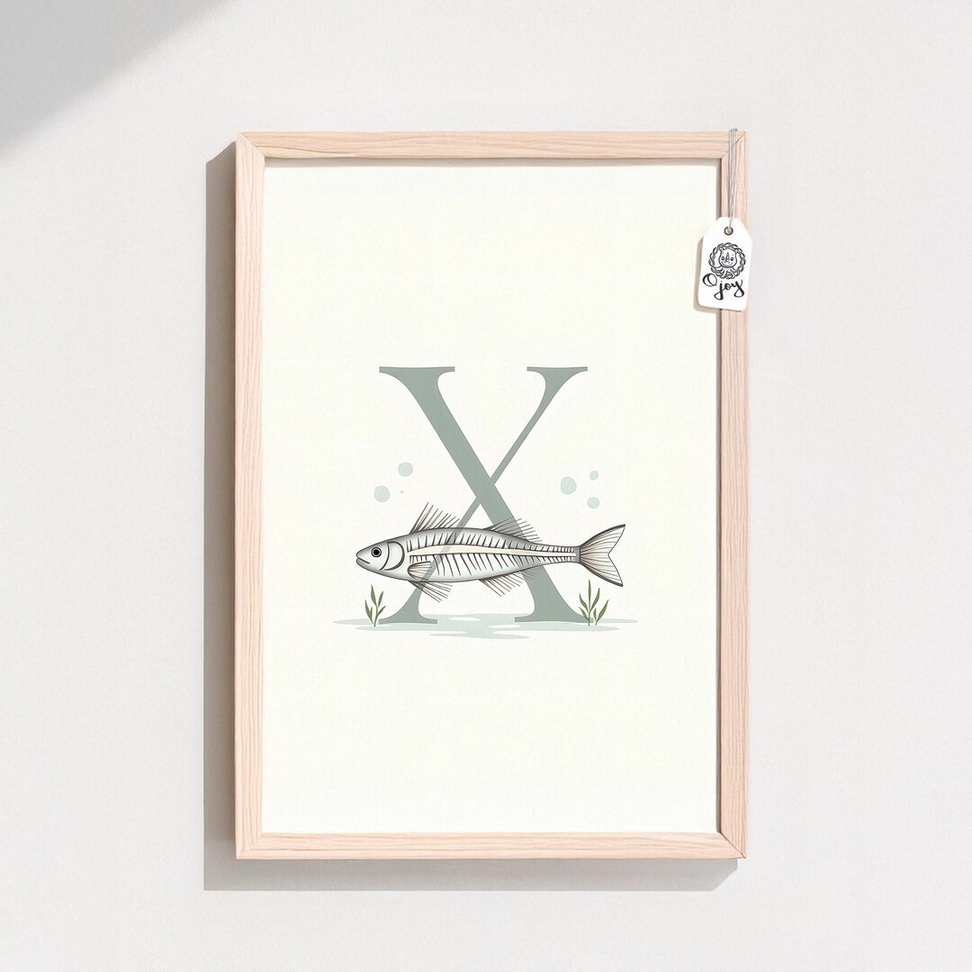 Letter X X-ray Fish Alphabet Printable Nursery Wall Art, Aquatic Animal ...
