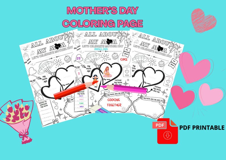 Mother's Day PRINTABLE Coloring Page - All About My Mom - INSTANT ...