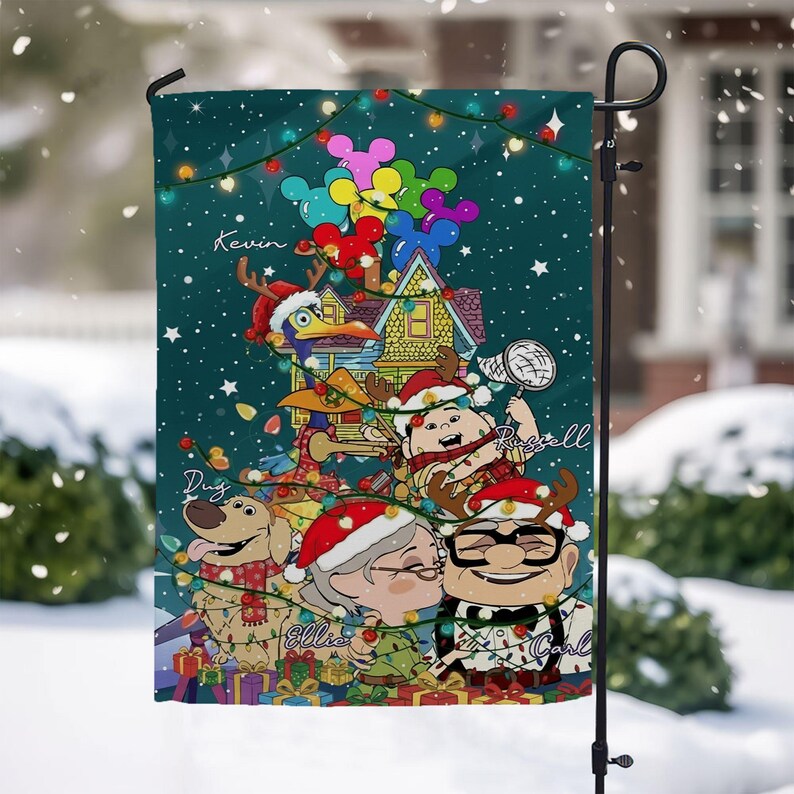 Disney Pixar up Christmas Lights Flag, Santa Disney Flag, Family ...
