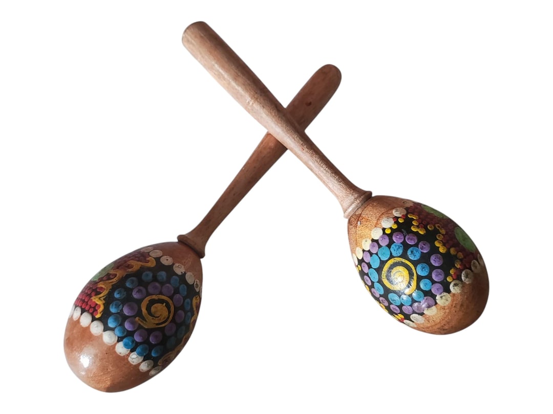 Set of 2 Handmade Dot Painted Maracas African Style Percussion ...