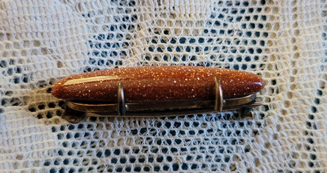 Old Victorian Goldstone Brooch Pin Rosegold C Clasp Small 20250520C - Etsy