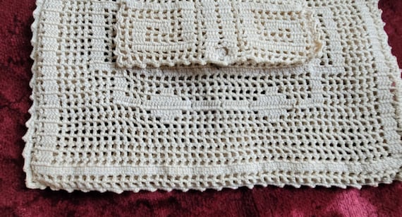 Vintage Victorian Reticule Crochet purse bag drawstr… - Gem