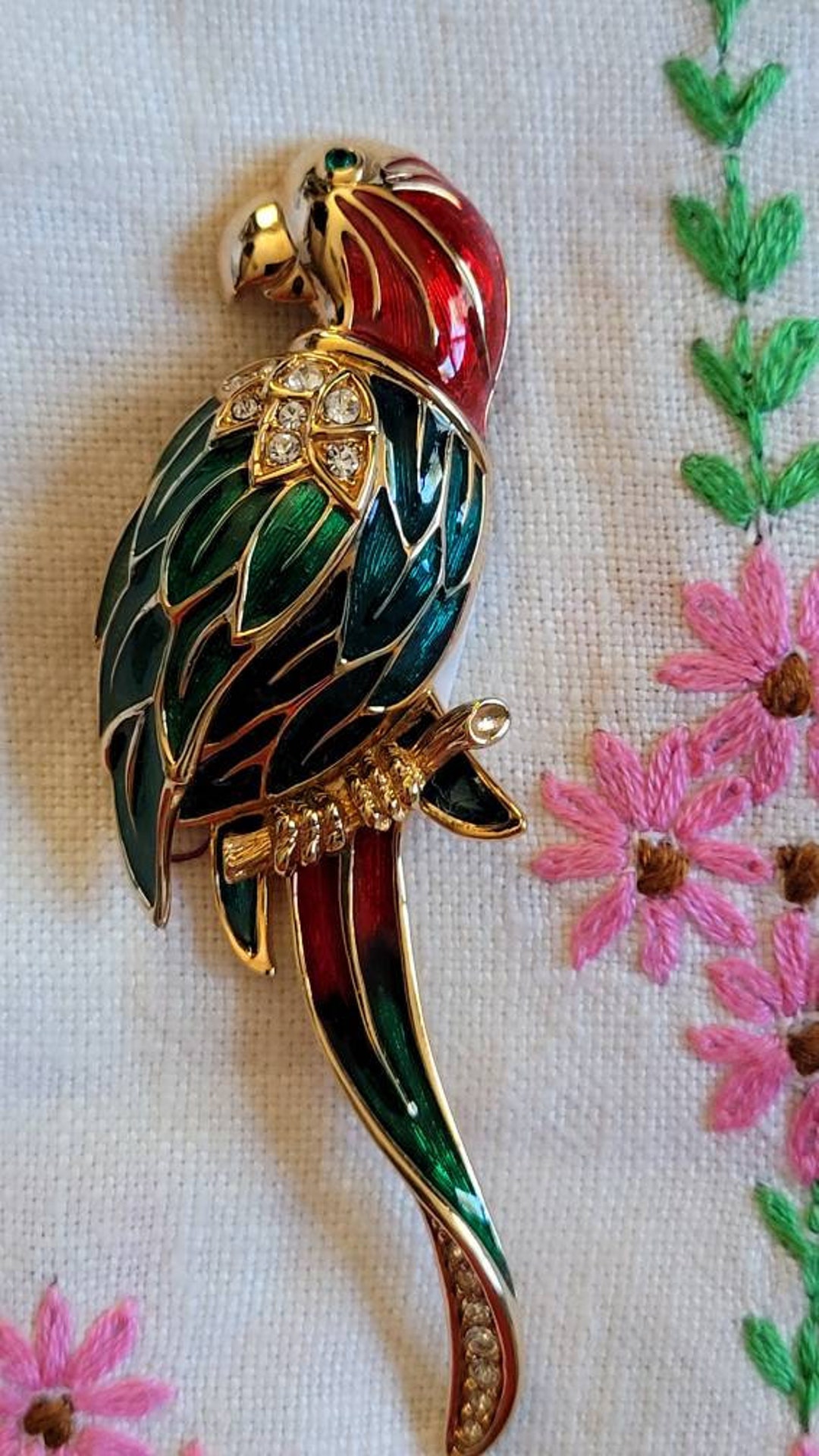 Parrot Brooch Swarovski S.A.L. Pave Large Colorful Bird 20231202 - Etsy