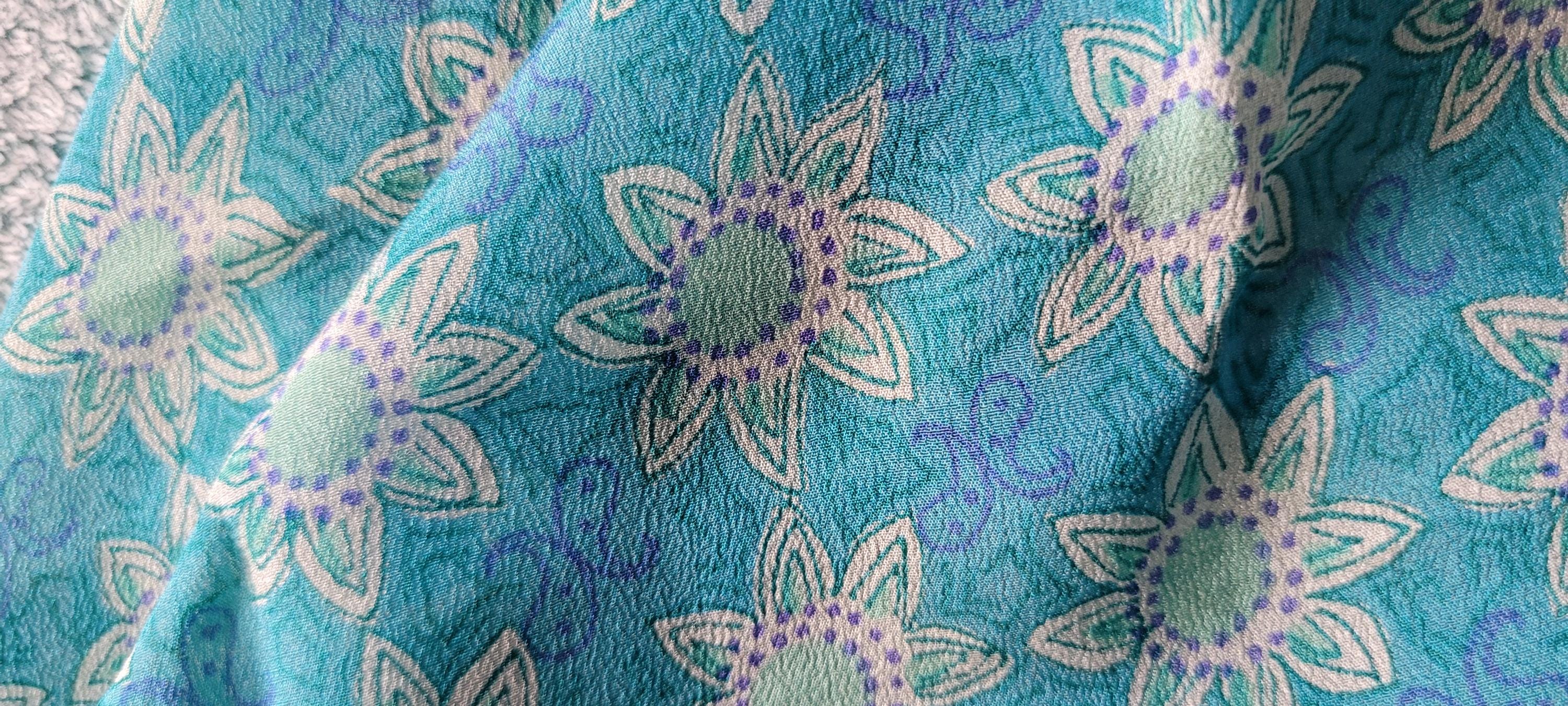 Vintage Vera Ladybug Scarf Aqua Blue Daisies Veracrepe Blend Label - Etsy