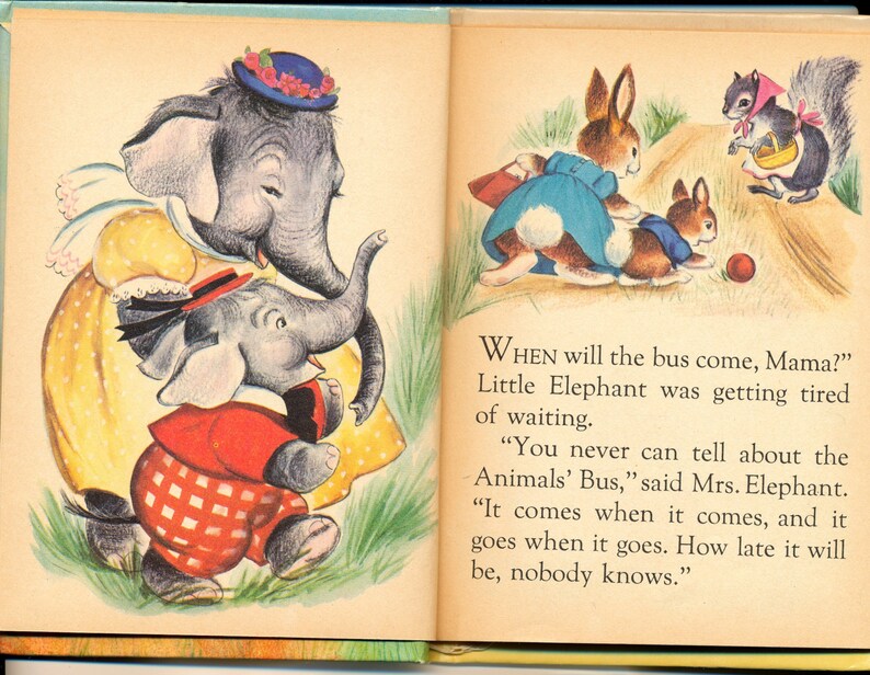 Cute Children's Book Animals Bus Ride Vintage 20230713 - Etsy