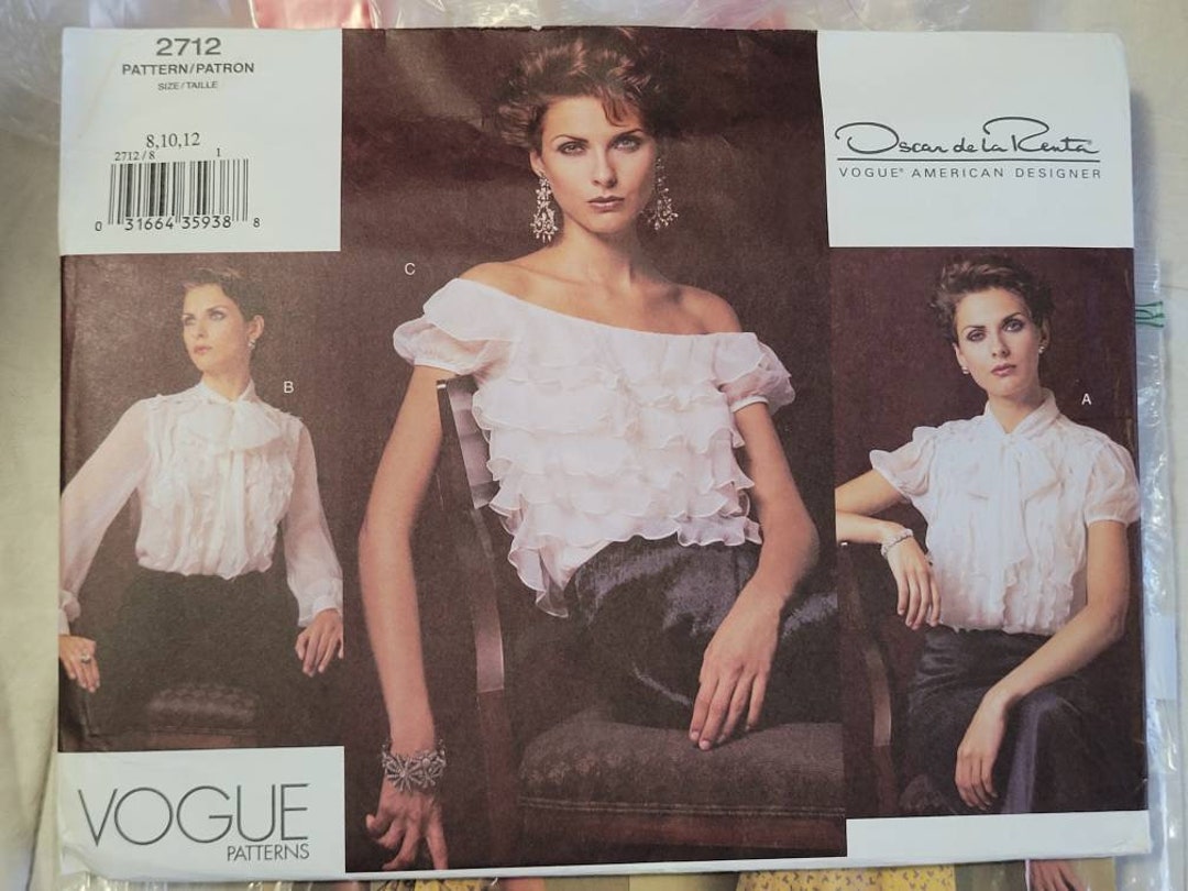 Vogue Oscar De La Renta Sewing Pattern 2712 Size 8 10 12 Top Blouse - Etsy